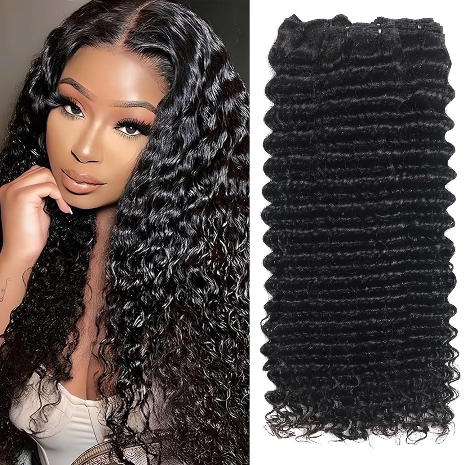 Amazon.com : 12A Deep Wave Human Hair Bundles 20 22 24 Inch Bundles ...