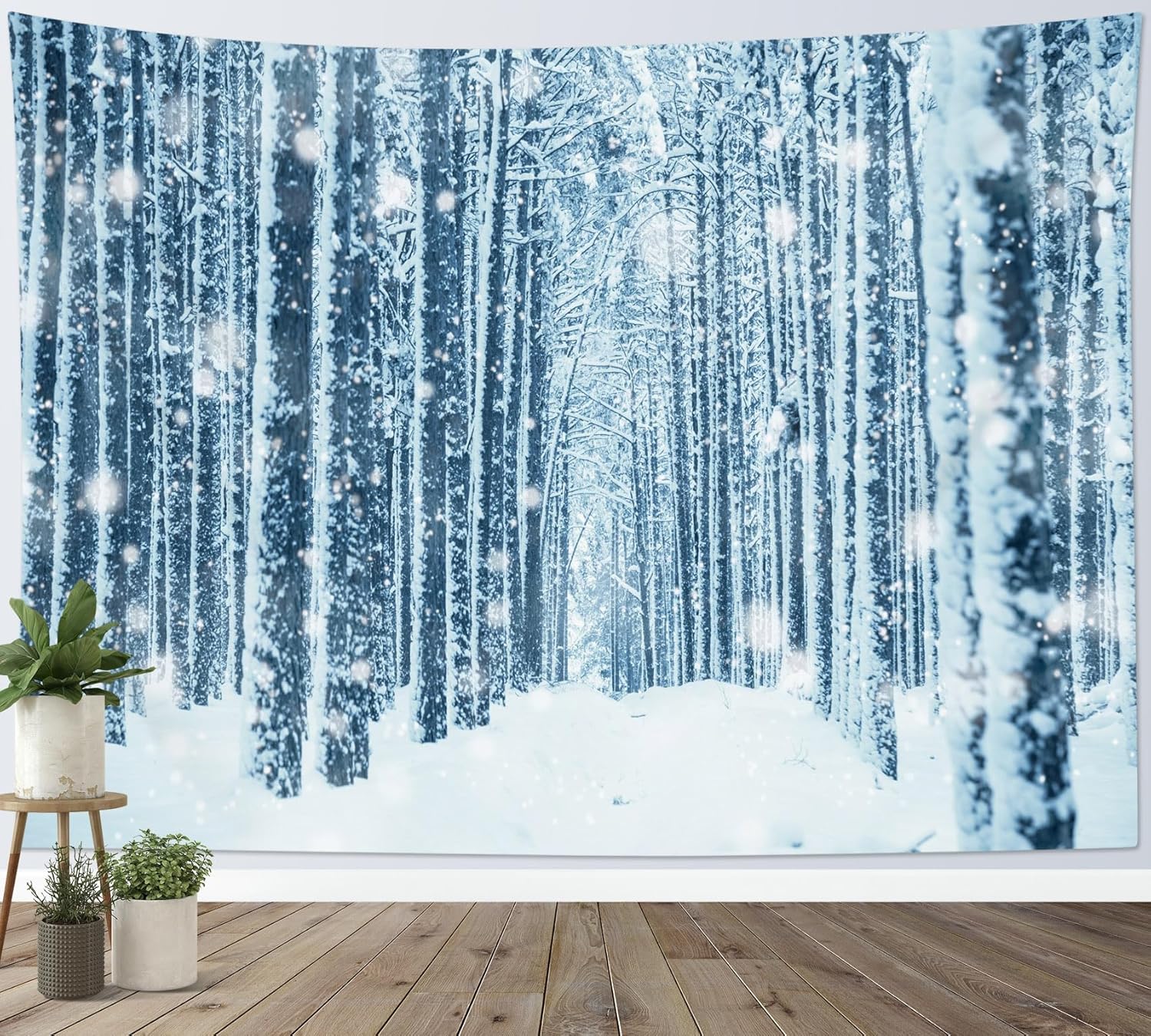 Amazon.com: LB Winter Forest Tapestry, Christmas Blue and Black Pine ...
