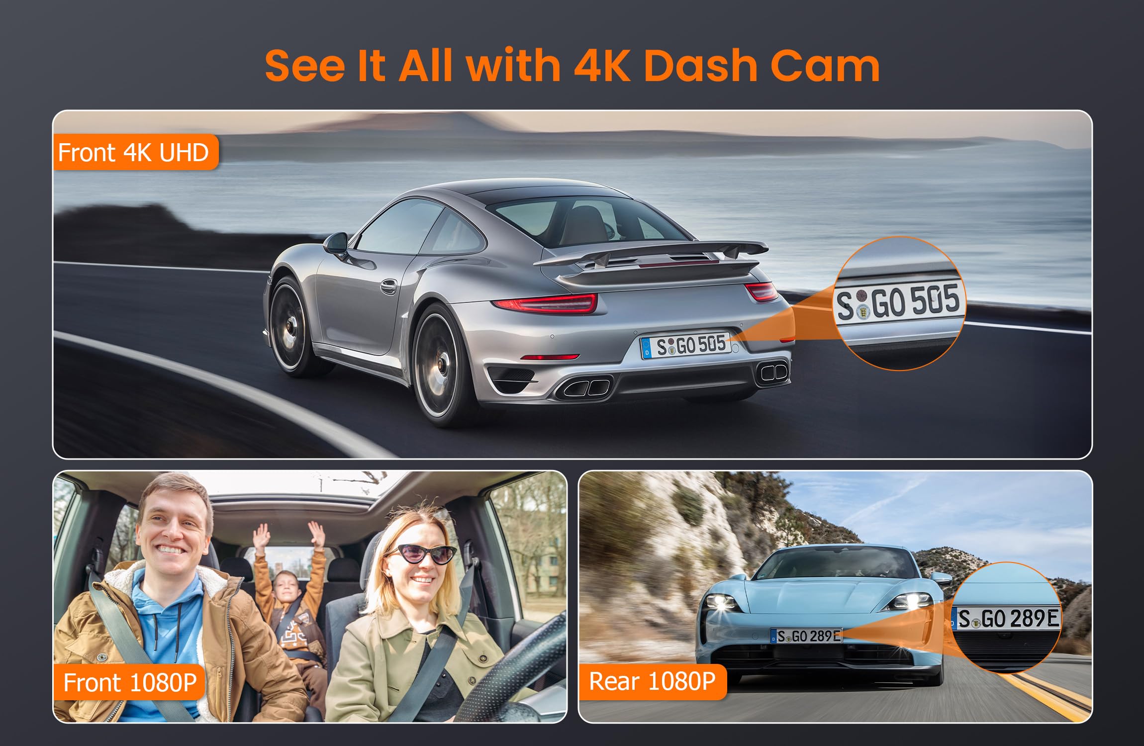 Snapklik.com : 4K 3 Channel Dash Cam - Sarmert 2025 Upgraded 5G WiFi ...