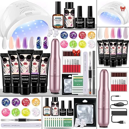 Amazon.com : Morovan Poly Gel Nail Kit - 12 Colors Poly Nail Gel Kit ...