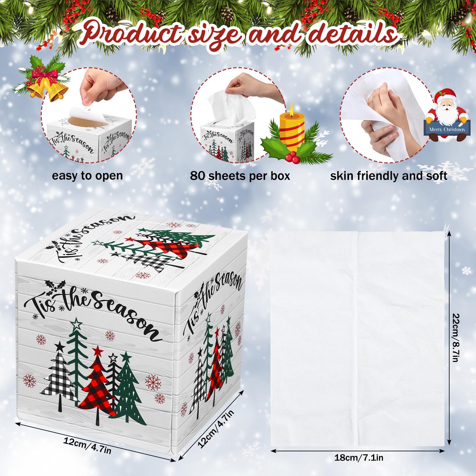 Snapklik.com : 6 Pack Large Christmas Facial Tissue Cube Box Square 480 ...