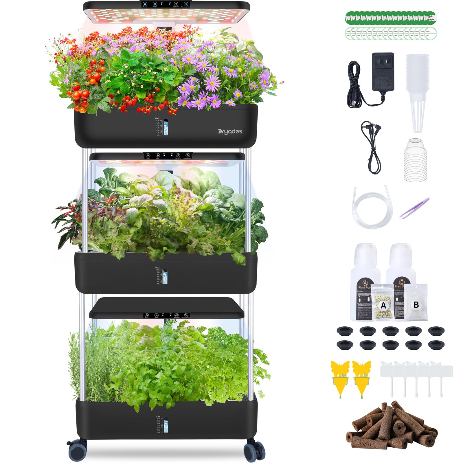 66 Pods Hydroponics Growing System, DRYADES Three Layers Indoor Garden ...