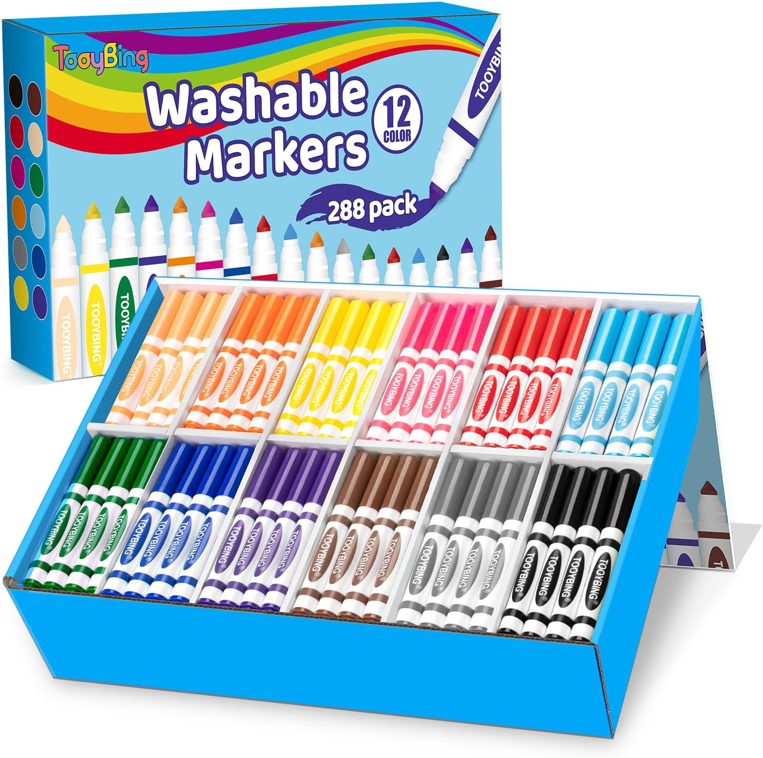 Amazon.com: TooyBing Washable Markers Bulk (288 Count, 24 Box), 12 ...