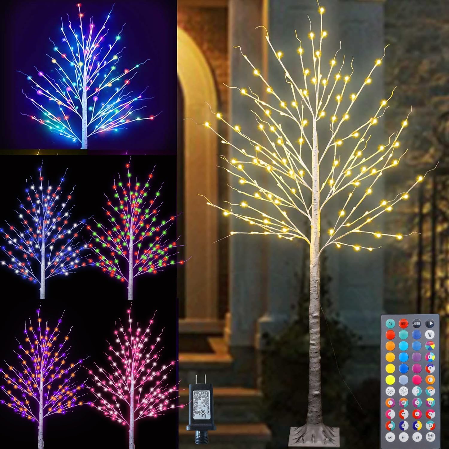 Amazon.com: RAZ Imports 7 Foot Lighted Birch Tree Indoors Outdoor Use ...