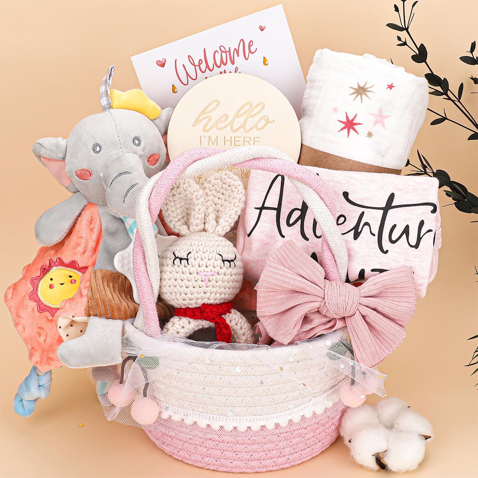 Amazon.com : Baby Girl Gifts Basket,Baby Shower Gifts for Girls,New Born Baby Girls Gift,Baby ...