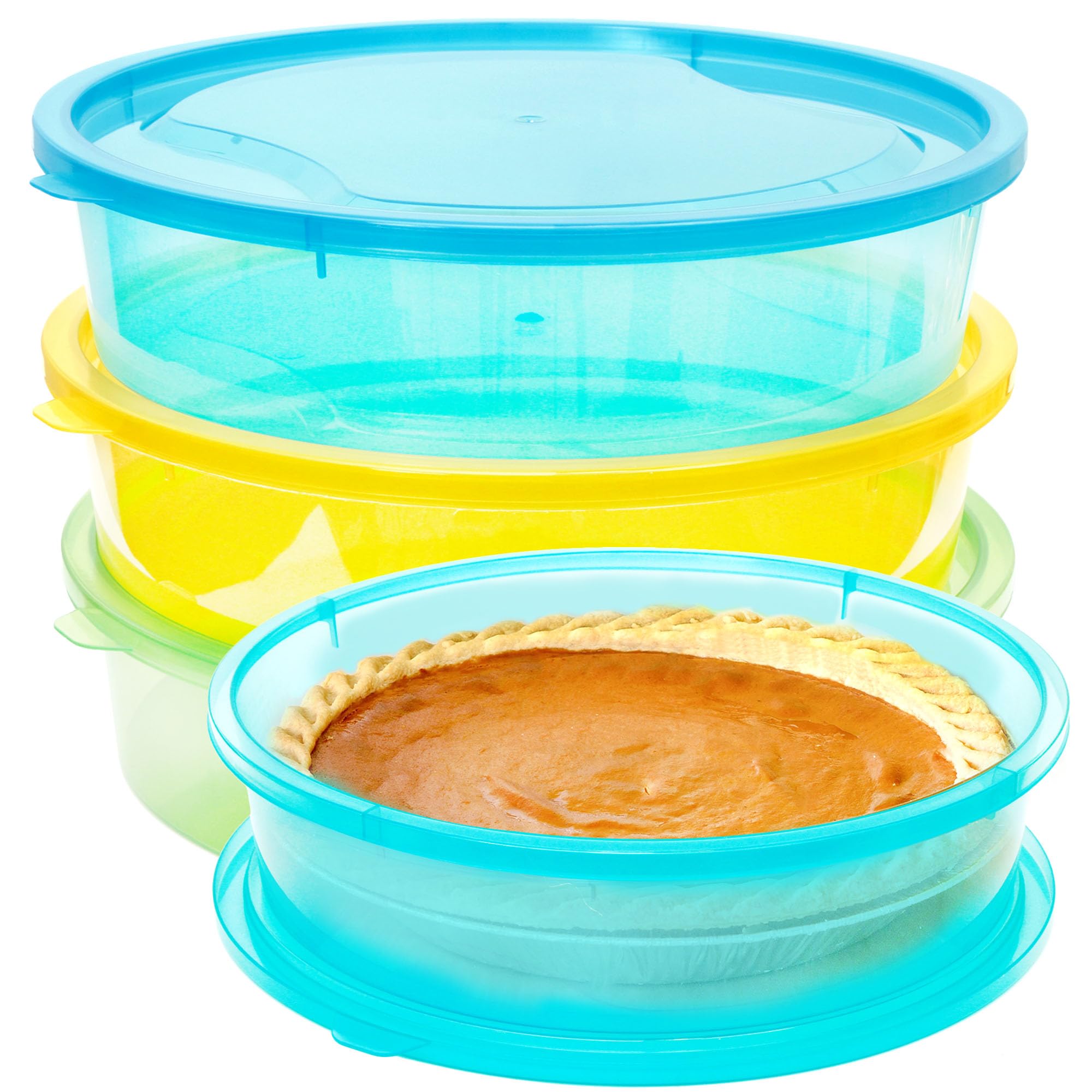 Amazon.com: Youngever 3 Pack Pie Containers, Multi-Color Plastic Food ...