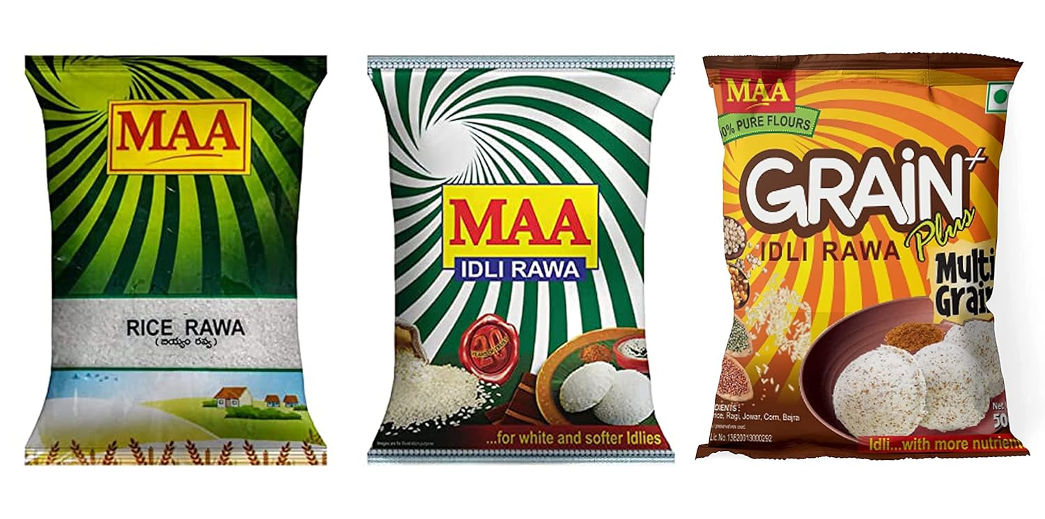 MAA Combo of Multi Grain Plus Idly Rawa, Idly Rawa & Rice Rawa Each 1Kg ...