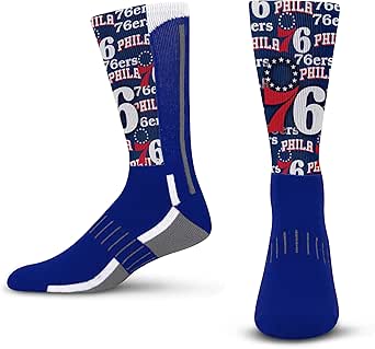 Amazon.com : For Bare Feet NBA PHILADELPHIA 76ERS Montage Crew Sock ...