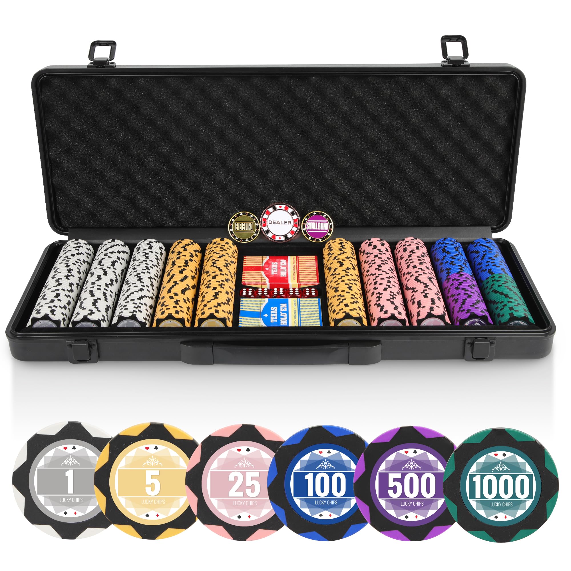 Amazon.com: ORIENGEAR 500 PCS Poker Set with 14 Gram Numbered Clay ...