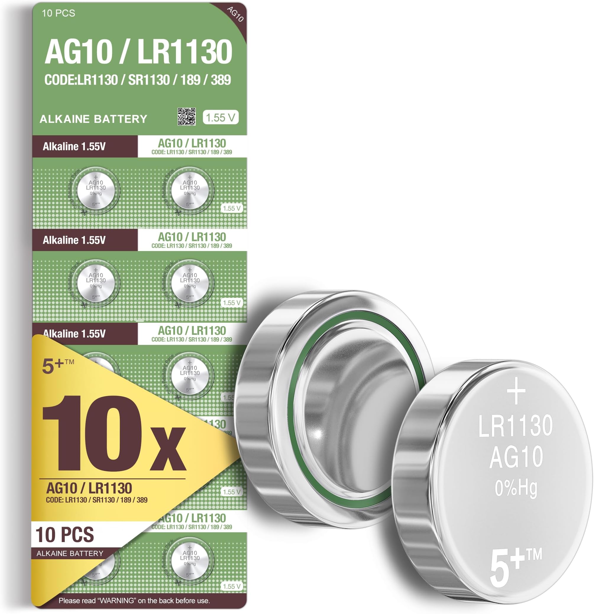 AG10 Alkaline 1.5V Button Coin Cell Batteries LR1130 Battery(50pcs ...