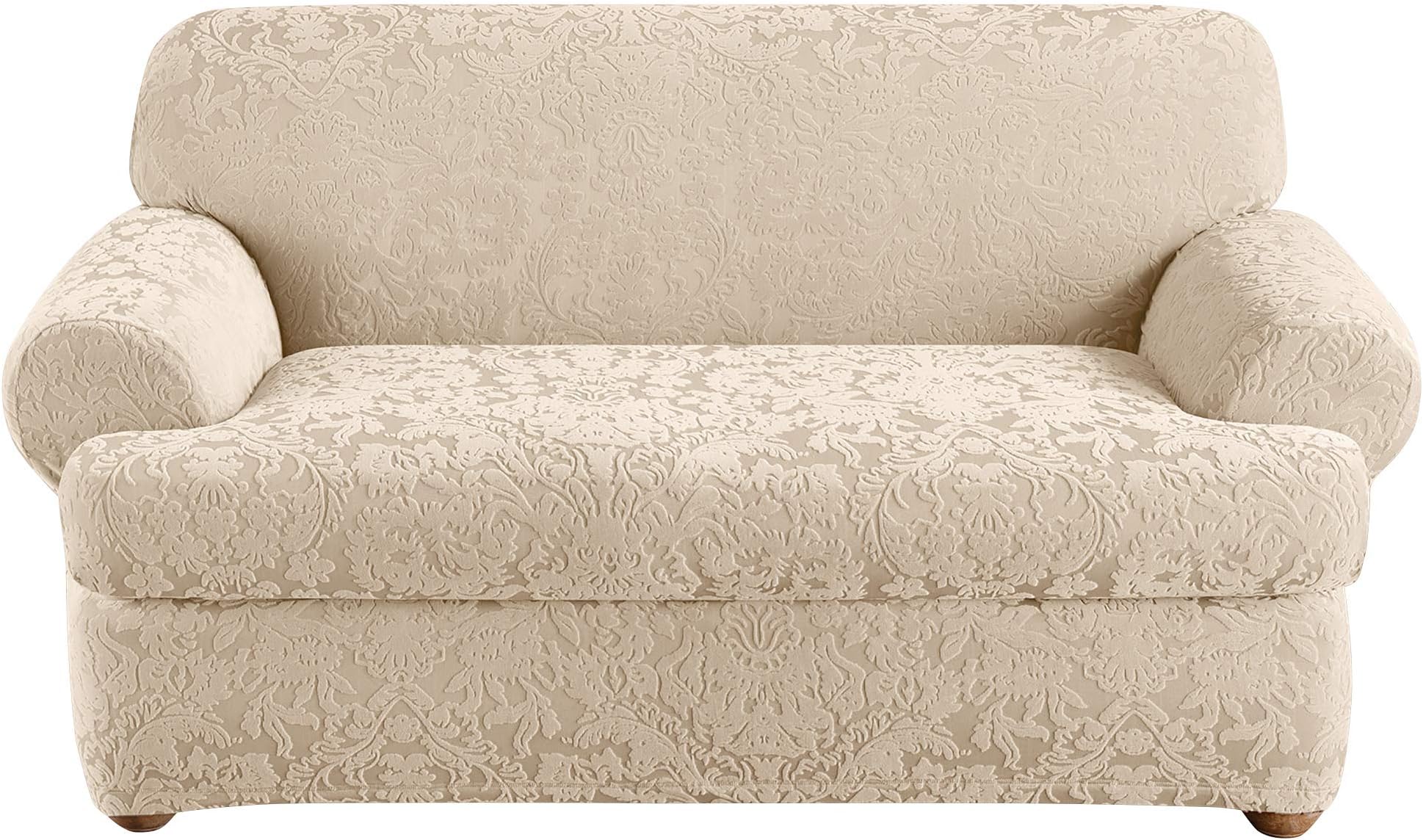 Amazon.com: SureFit Stretch Jacquard Damask 2-Piece - Loveseat ...