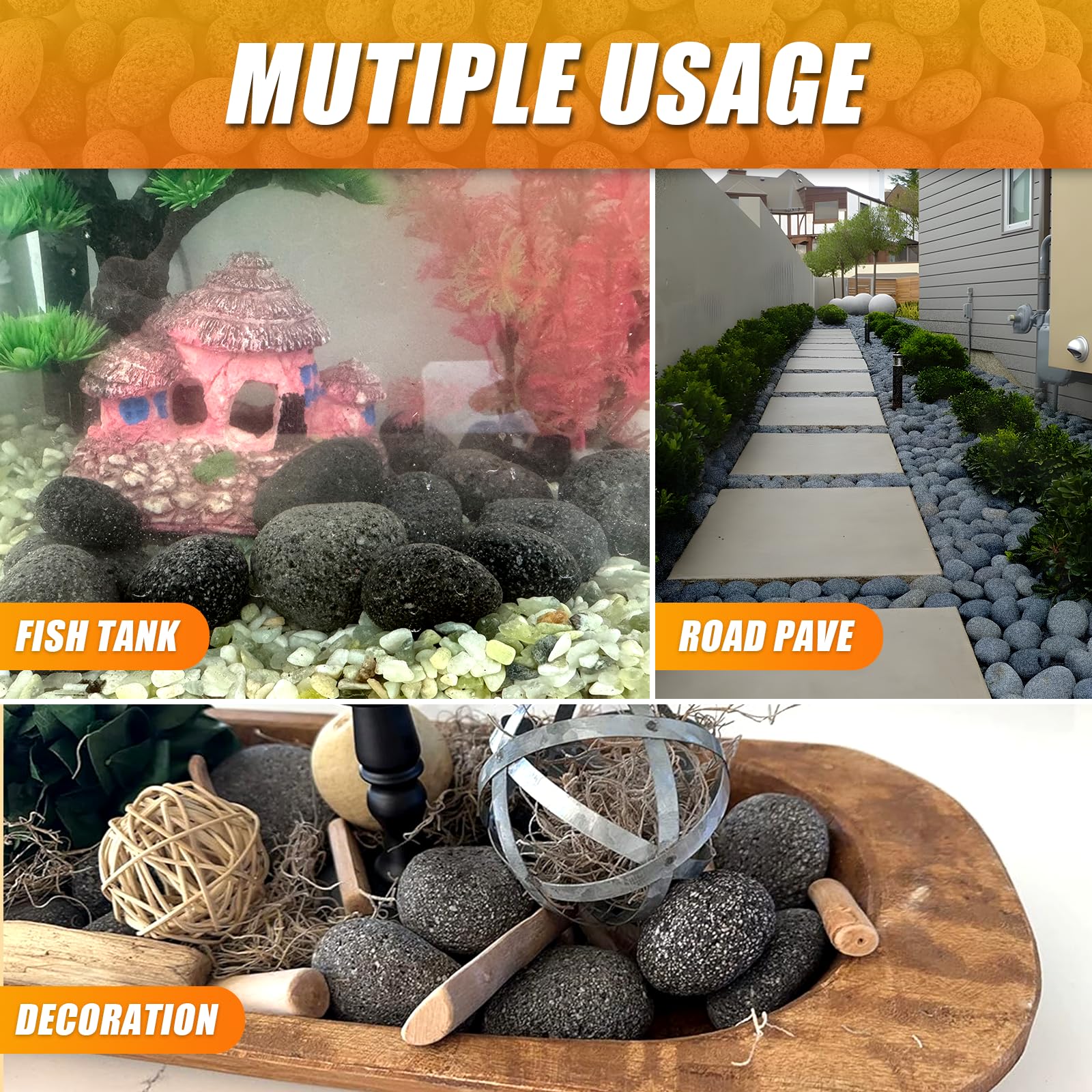 Snapklik.com : 45 Lb Lava Rocks For Fire Pit,1"-2" Natural Pebbles ...