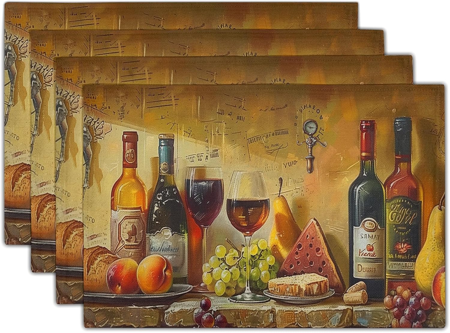Amazon.com: Giwawa Wine Placemats Set of 4 Vintage Style Red Wine ...