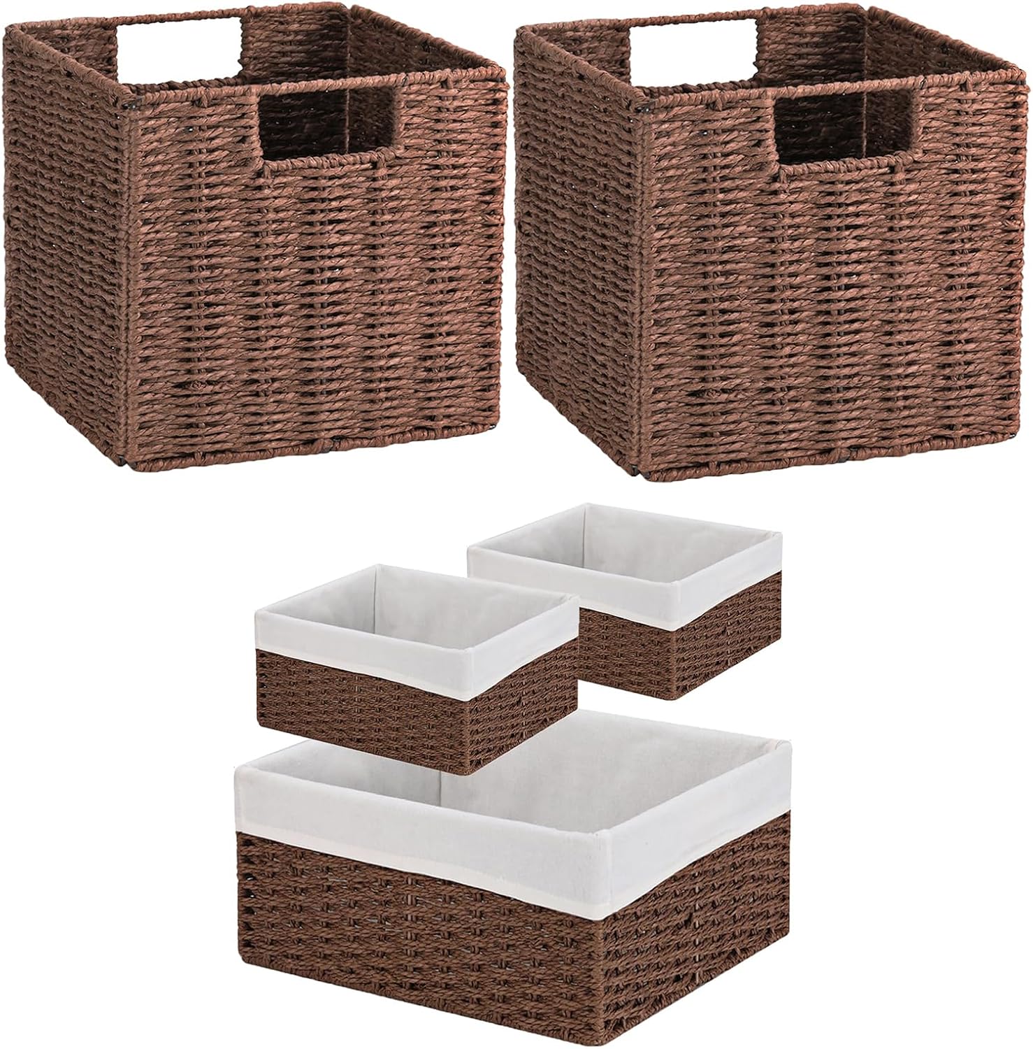 Amazon.com: Vagusicc Wicker Storage Baskets, Set of 2 Hand-Woven ...