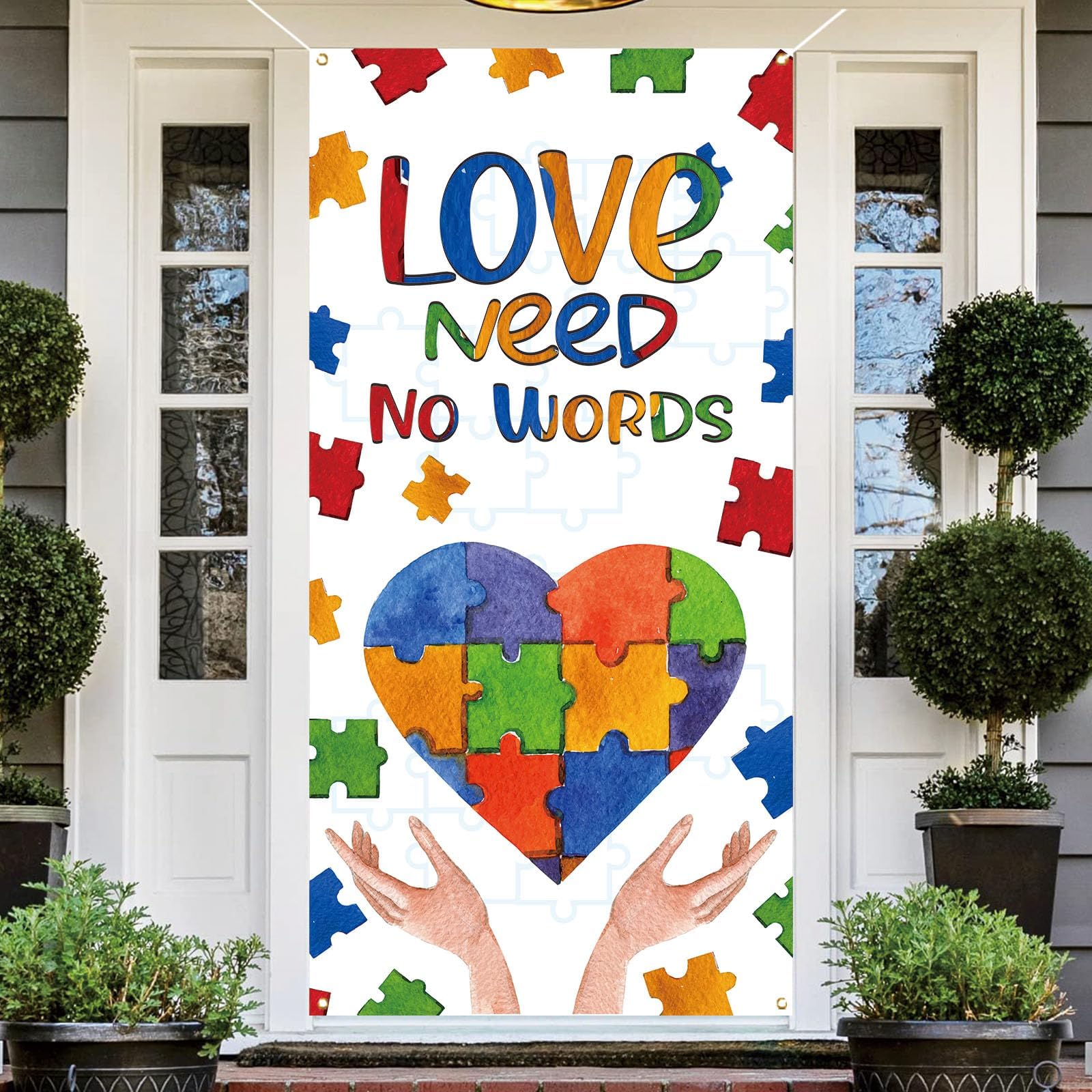 Amazon.com : Love Need No Words Door Cover Autism Awareness Photo ...
