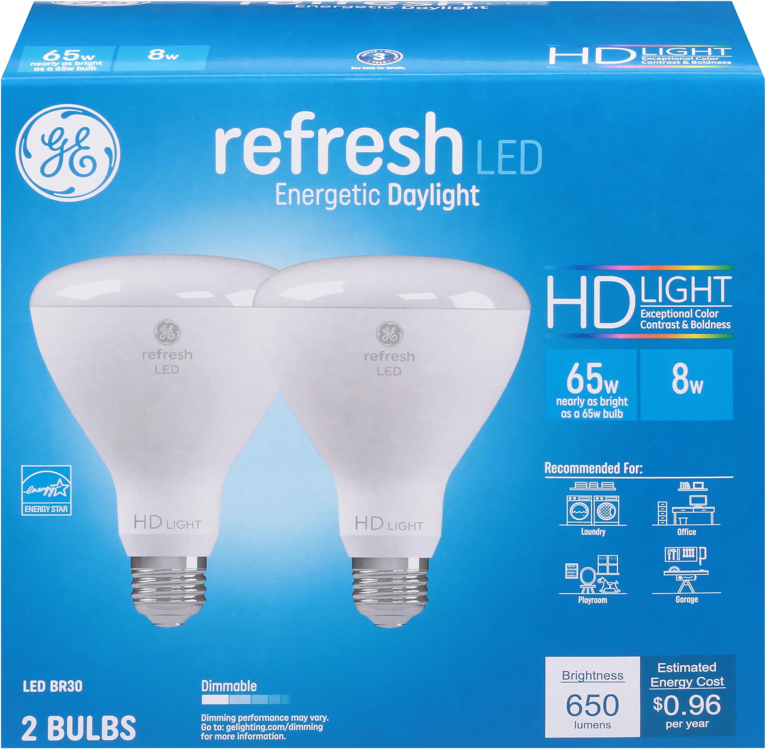 GE Daylight LED 65W Replacement Indoor Floodlight BR30 Light Bulbs ...