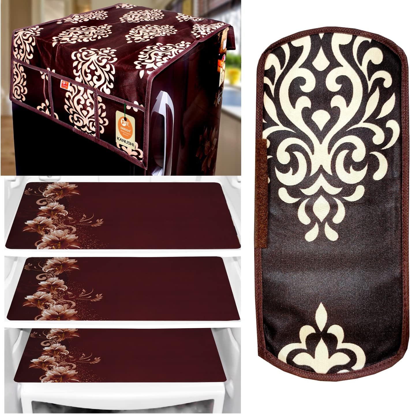 KANUSHI Industries® 1Pc Fridge Cover for Top with 6 Utility Pockets + 1 ...