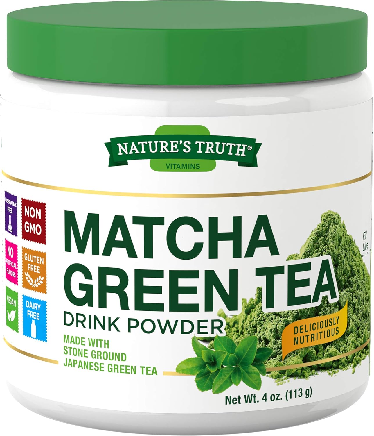 Amazon.com: Nature's Truth Stone Ground Matcha Green Tea Drink Powder ...
