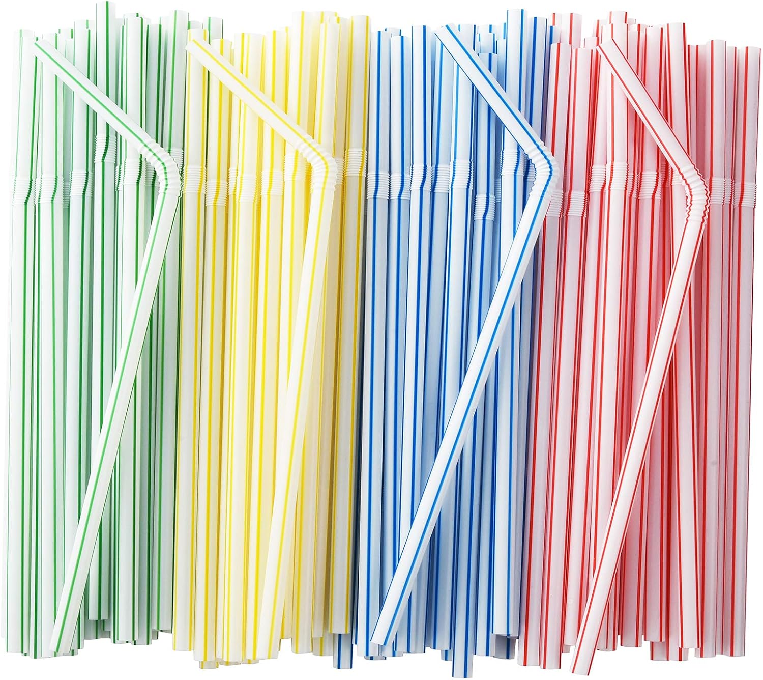 Amazon.com: ALINK 500-Pack Striped Flexible Drinking Straws, Plastic ...