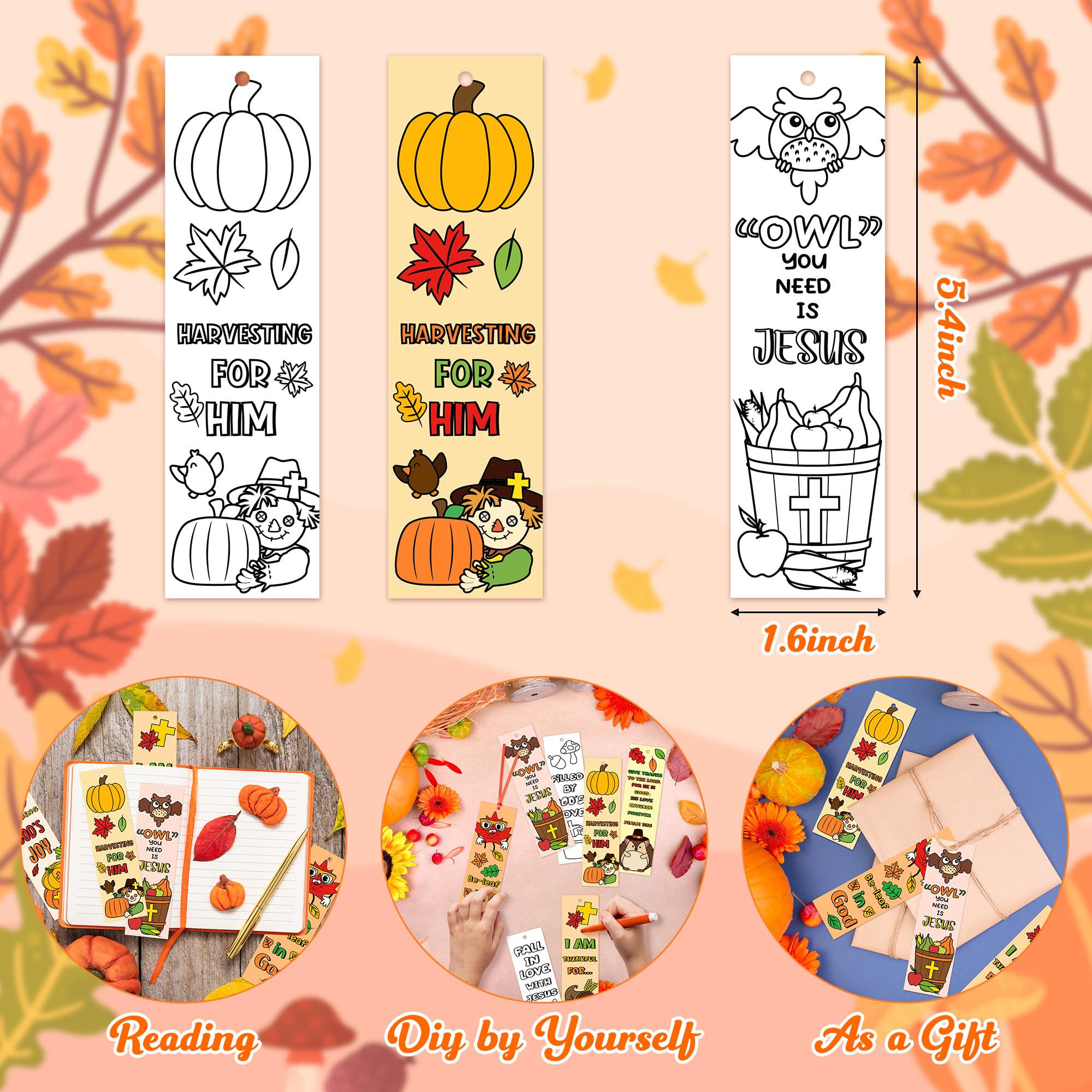 Snapklik.com : Fall Color Your Own Bookmarks For Kids - 120Pcs ...