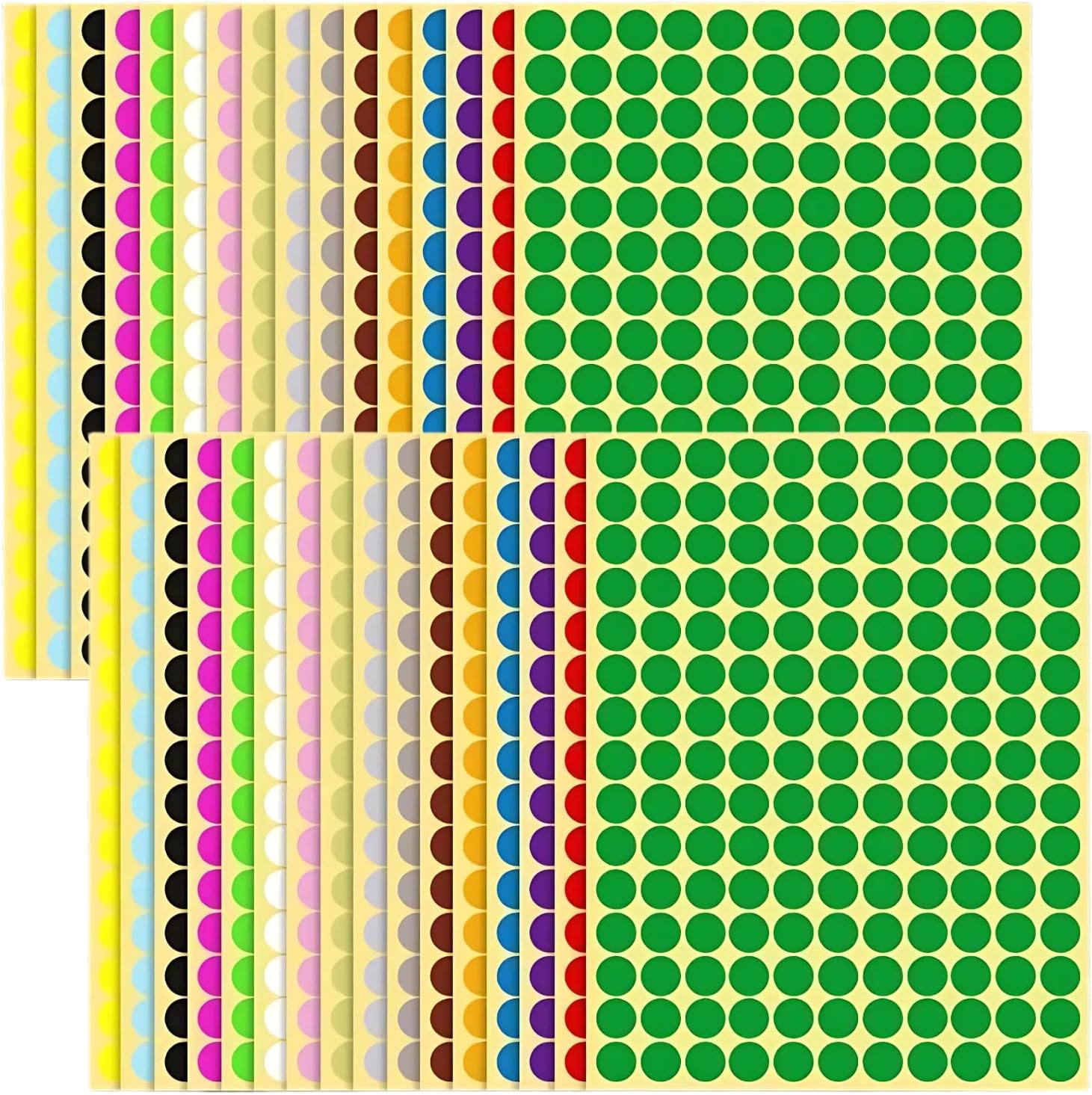 Amazon | 丸シール カラーラベル ステッカー 16色セット 32シート 5280片 10mm 分類 ラベル タックシール 丸型 オフィス 学校 整理収納 NYANDELMO ND ...