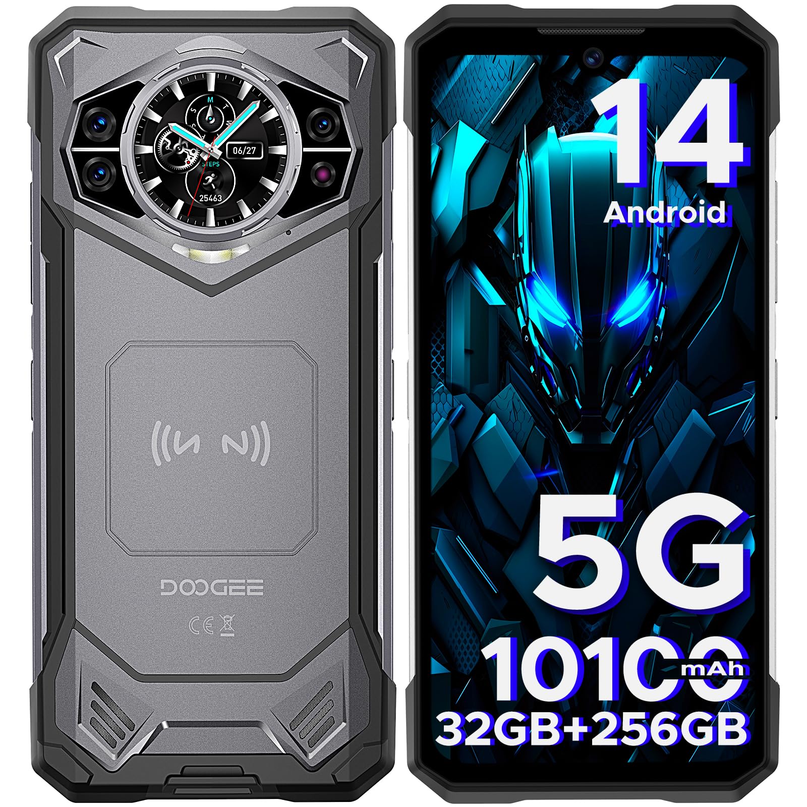 DOOGEE S200 Telephone Portable Incassable 5G Android 14, 32GB+256GB/TF ...