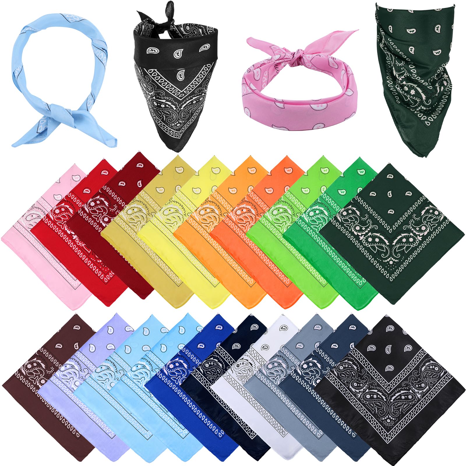 Amazon.com: LLOUSSAK 20 Pcs Paisley Bandanas, Unisex Colorful Bandanas ...
