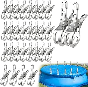 Amazon.com: 30 Pcs Stainless Steel Pool Cover Clips, Pool Cover Clamps ...