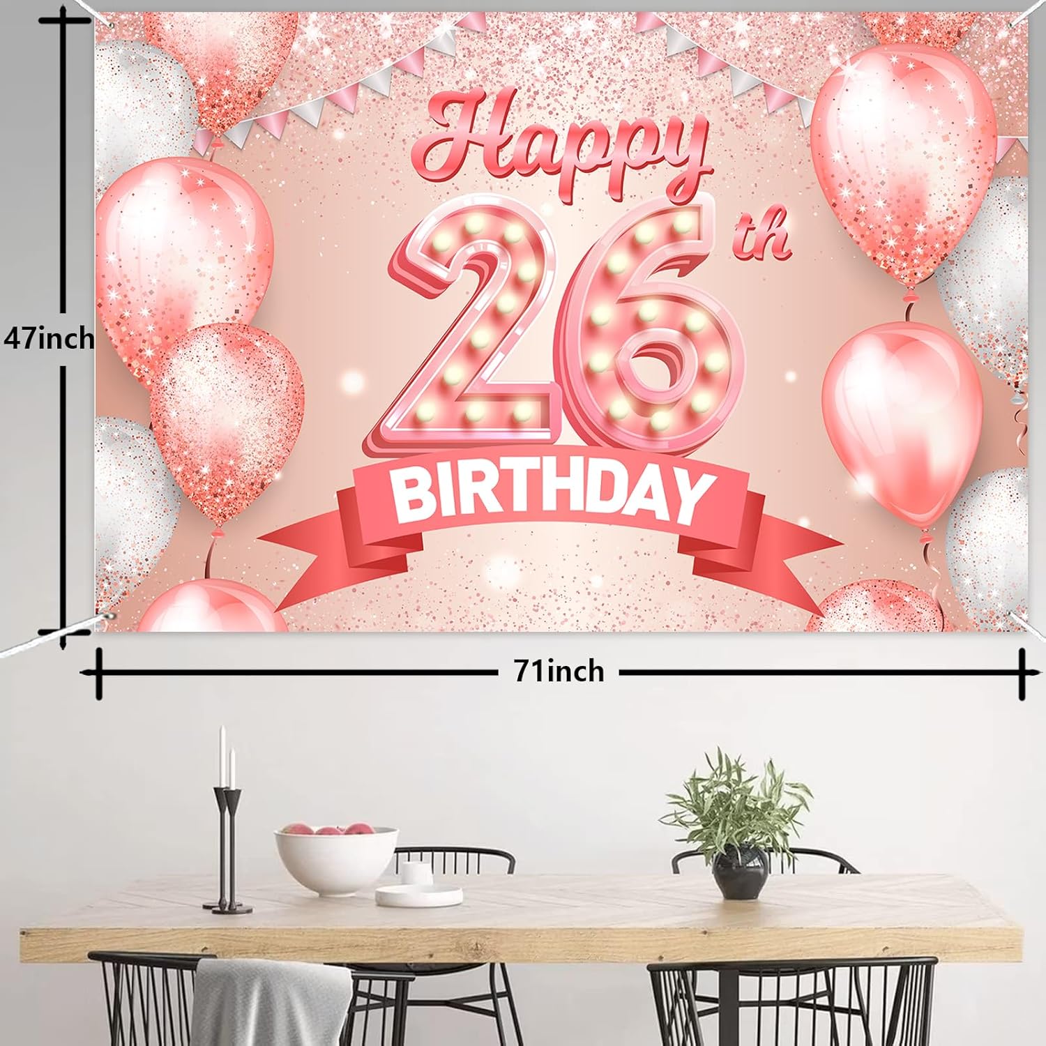 Cartel de feliz cumpleaños 26 de oro rosa con texto en inglés «Cheers ...