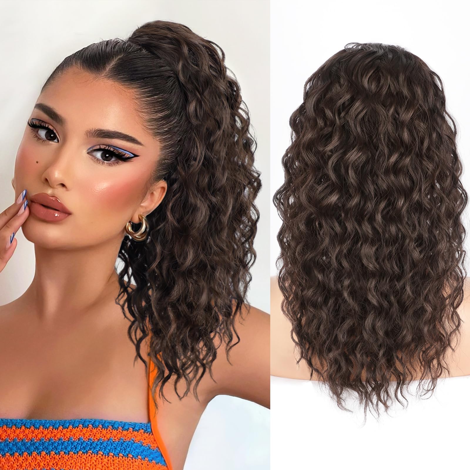 Amazon.com : HMD Ponytail Extension Curly Drawstring Ponytail Extension ...