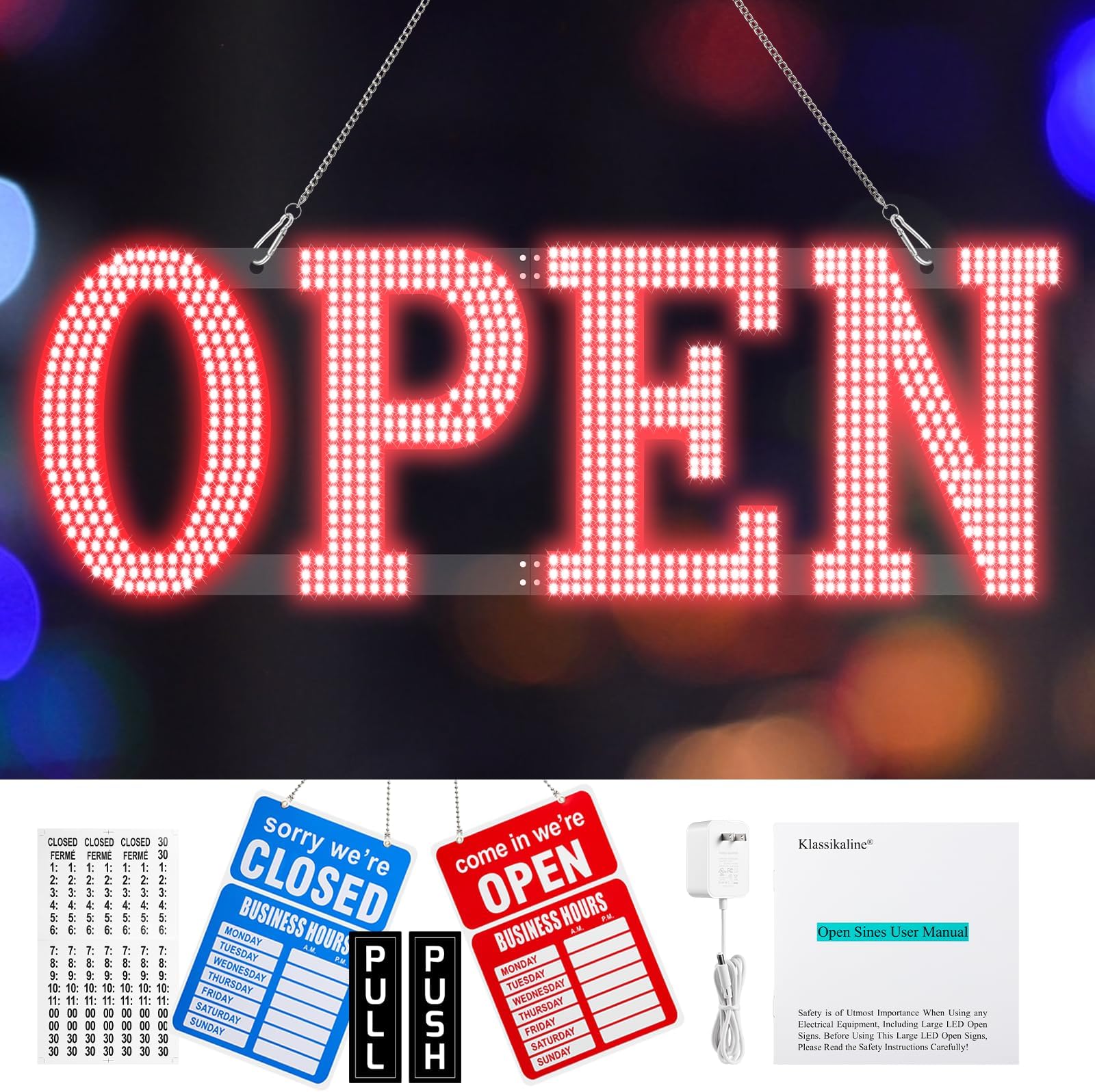 Amazon.com : Open Signs for Business, klassikaline Ultra Bright Large ...