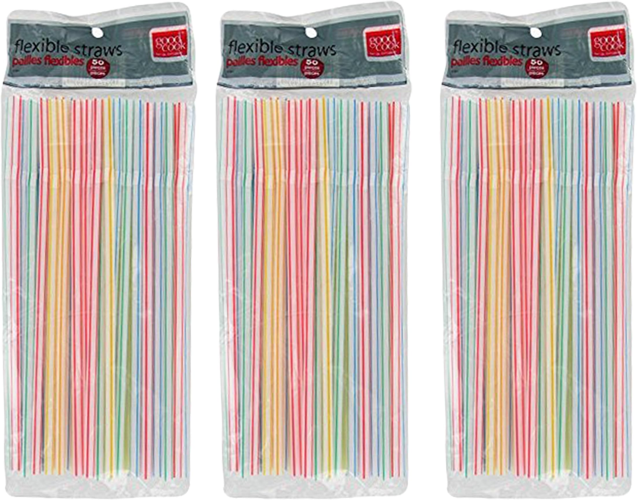 Amazon.com: Good Cook Flexible Drinking Straws, 50 Count (Pack of 3 ...