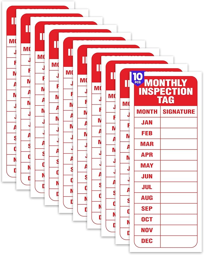 Amazon.com: 10 x Monthly Inspection Tags | 5 x 2 Inch Vinyl Monthly ...