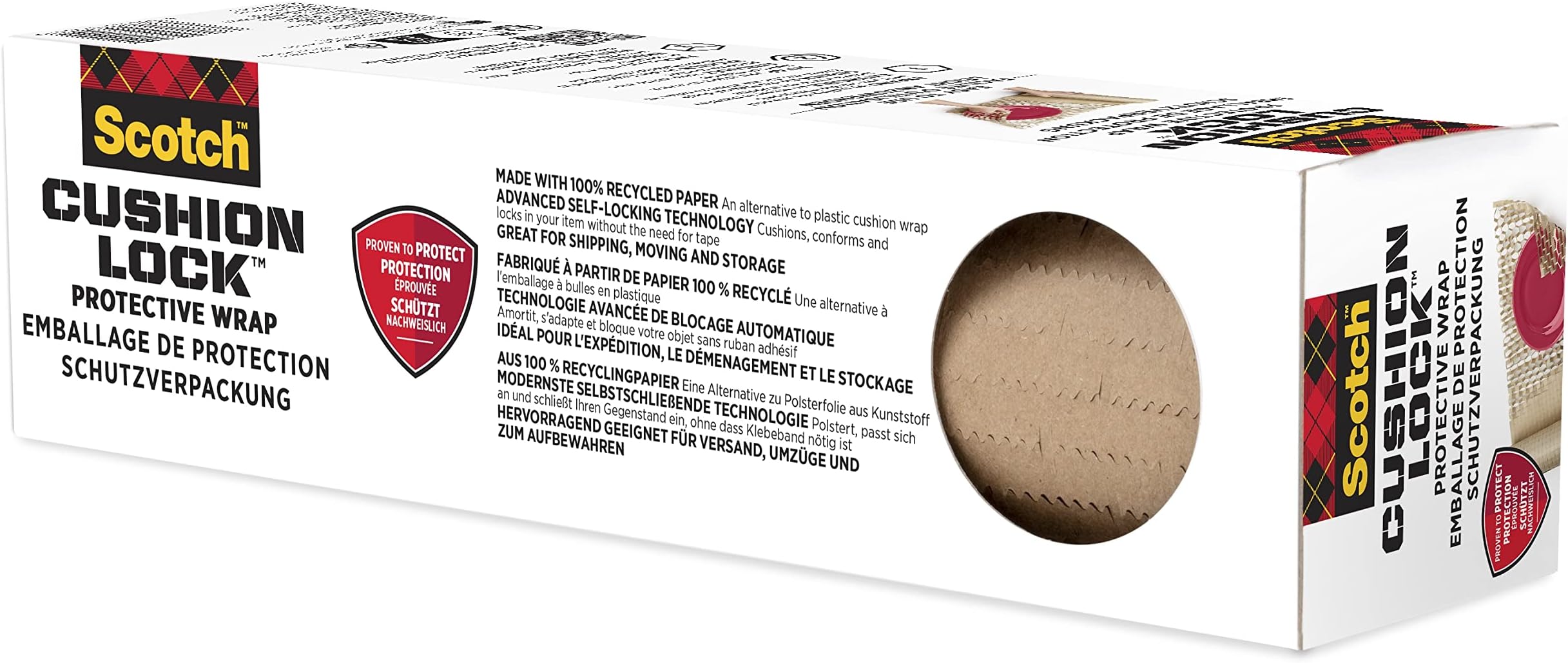 Scotch Cushion Lock Schutzverpackung - 1 Rolle, 30,4 cm x 9,14 m - Nachhaltige Papierpolster für ...