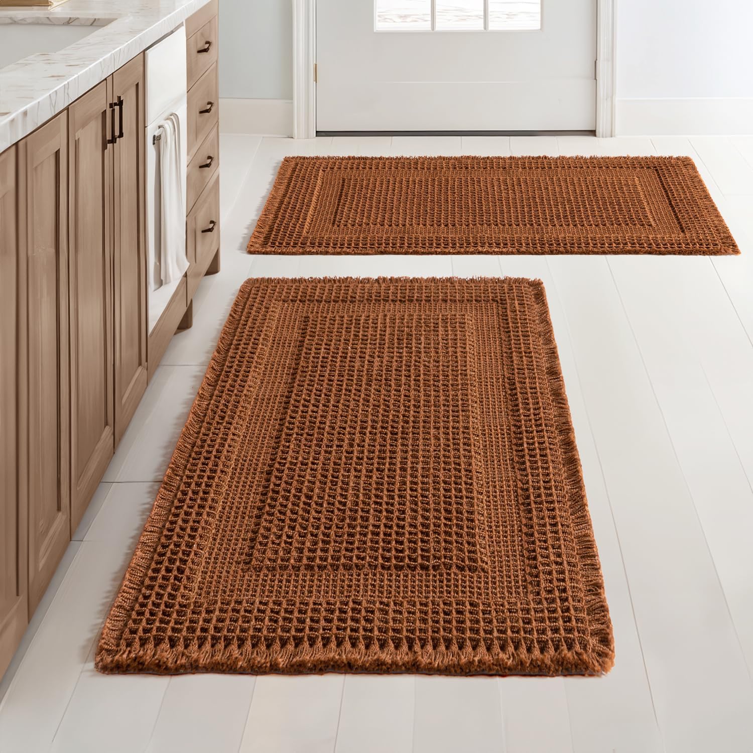 Amazon.com: MIULEE Set of 2 Waffle Bathroom Rugs, Boho Bath Rug Super ...