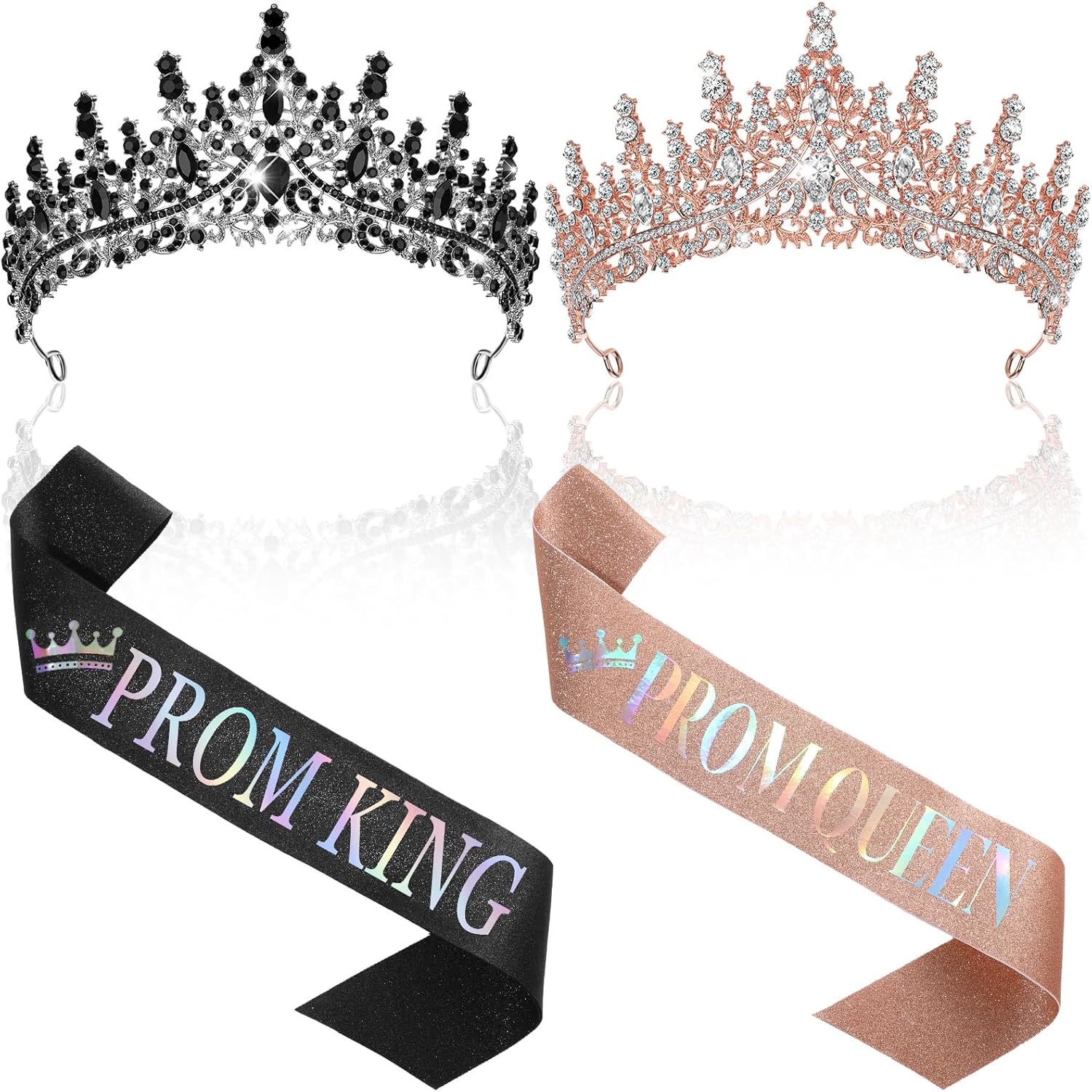 Amazon.com: Landical 4 Pcs Graduation Prom King and Prom Queen Crown ...