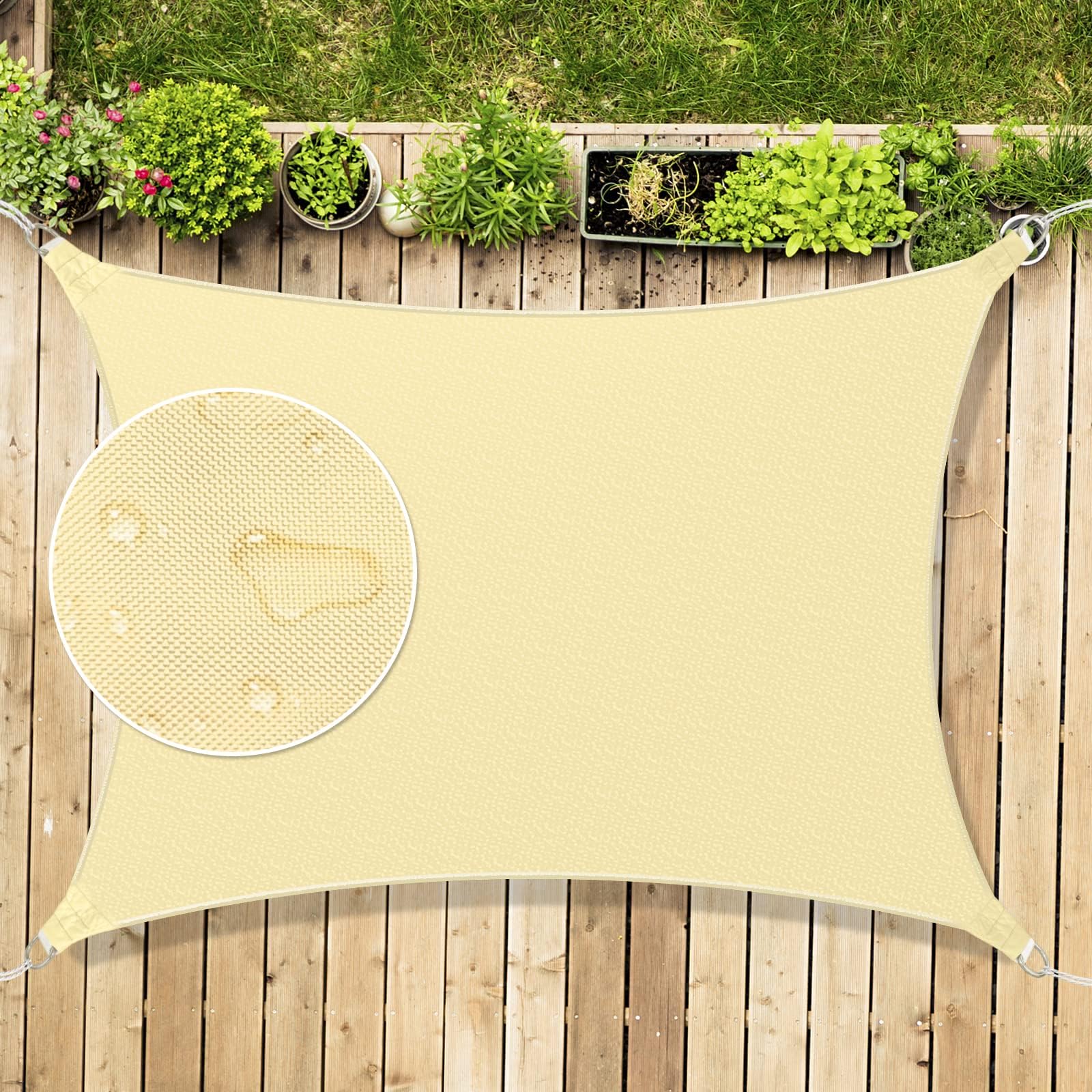 KAHEIGN Sun Shade Sail, 2.5m x 3m Waterproof 98% UV Block Sun Shade ...