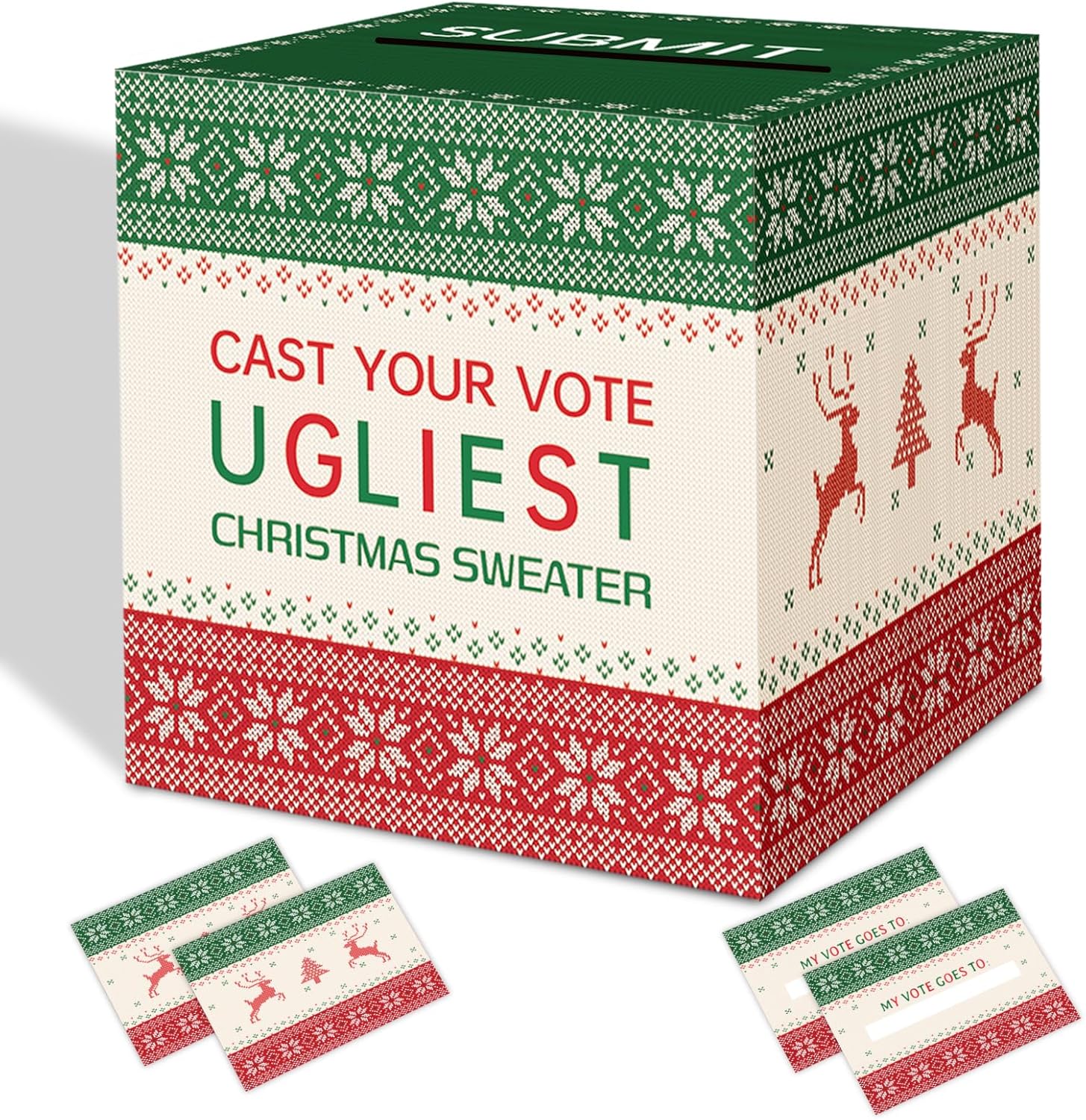 Amazon.com: CXSAZRY Christmas Ugly Sweater Contest Ballot Card Box ...