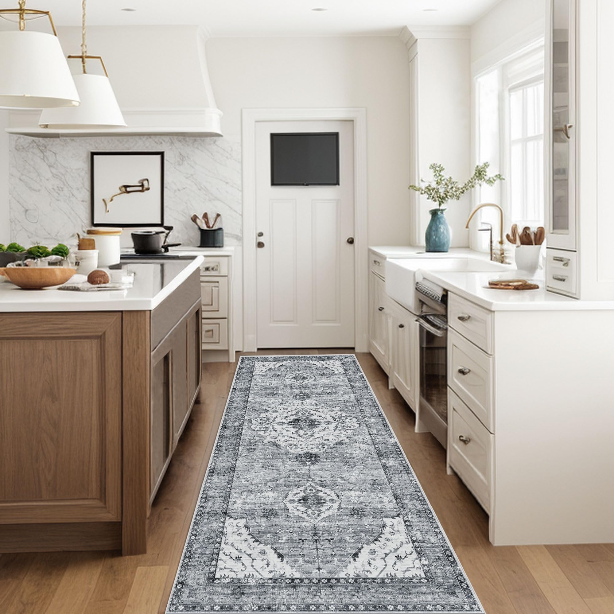 Amazon.com: Boho Kitchen Runner Rug 3x8 Washable Runner Rug with Non ...