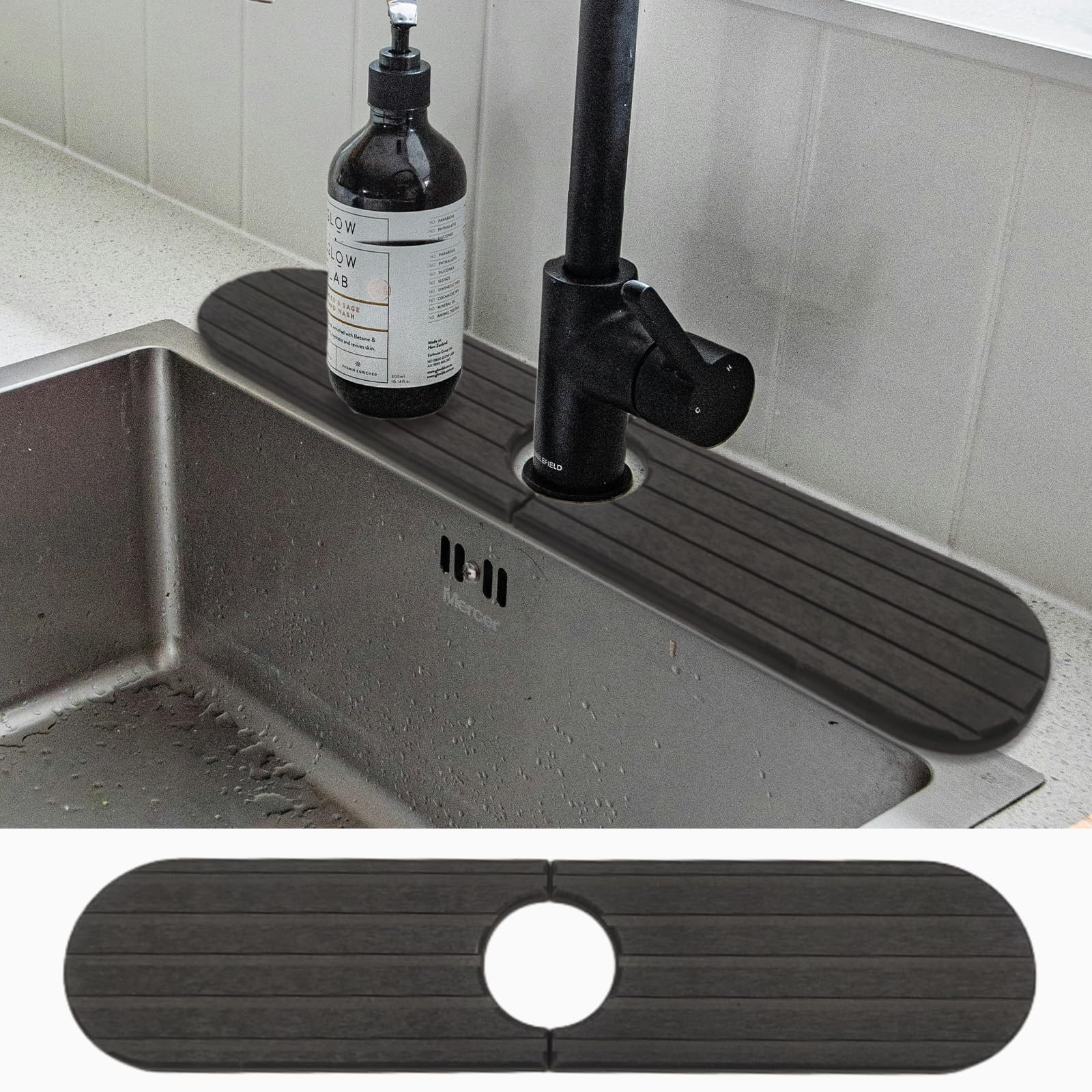 Amazon.com: Kitchen Faucet Absorbent Mat, Dark Grey Diatomite Splash ...
