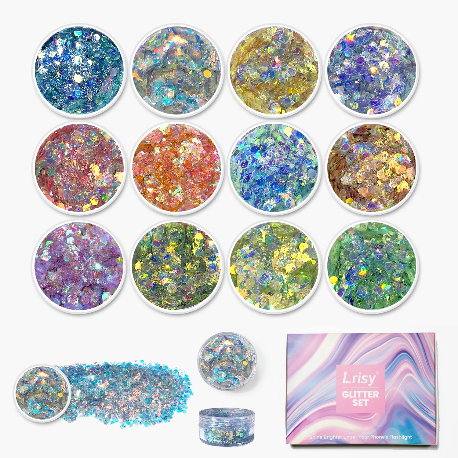Amazon.com: Holographic High Brightness Chunky Glitter Set,Powder Craft ...