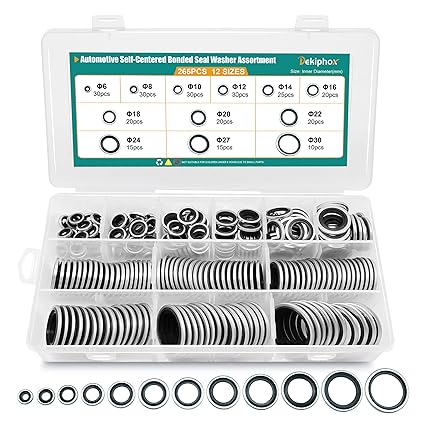 Amazon.com: 265PCS NBR Metal Bonded Sealing Washers, Metric Zinc-Plated ...