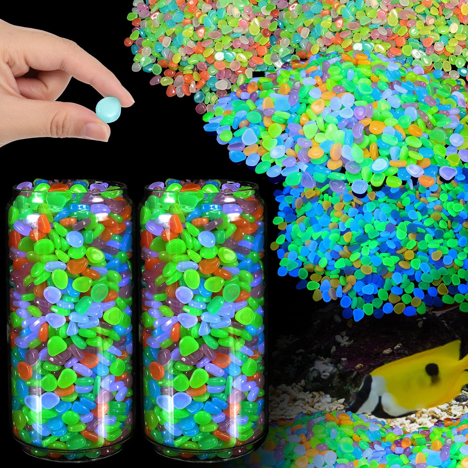 Amazon.com: Sasylvia 12000 Pcs Glow in The Dark Rocks Glow in The Dark ...