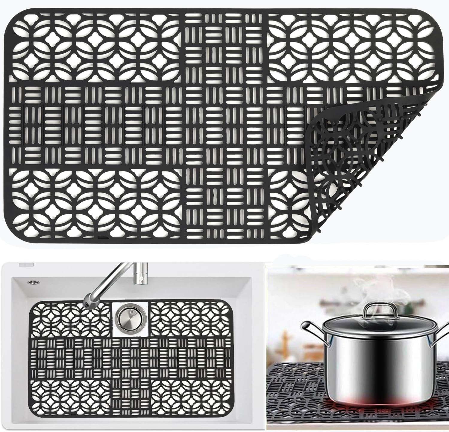 WiweTote Kitchen Sink Mats, 26 "x 14" Silicone Sink Protectors for ...