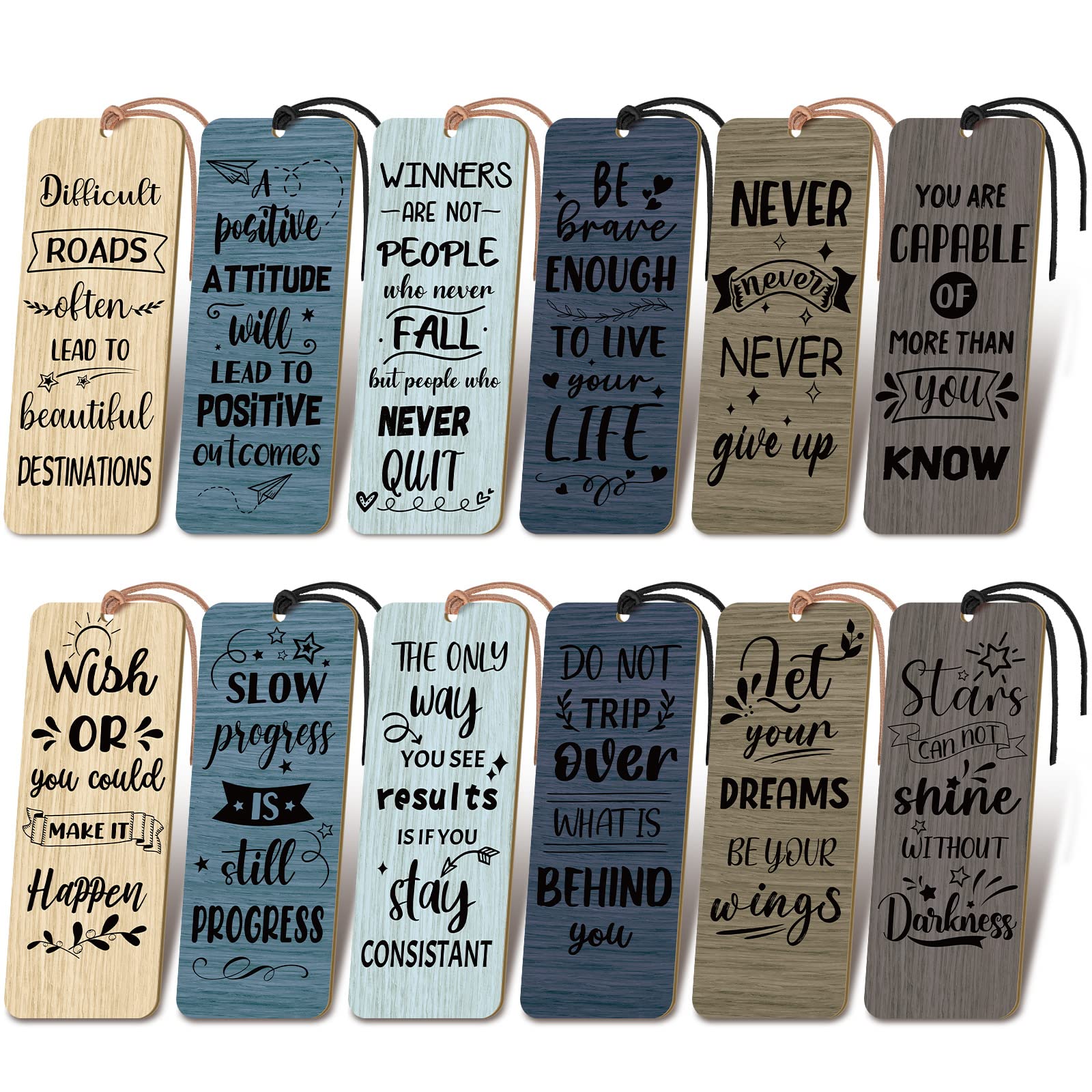 Amazon.com: 24 Pcs Inspirational Wood Bookmarks Thank You Gifts Bulk ...