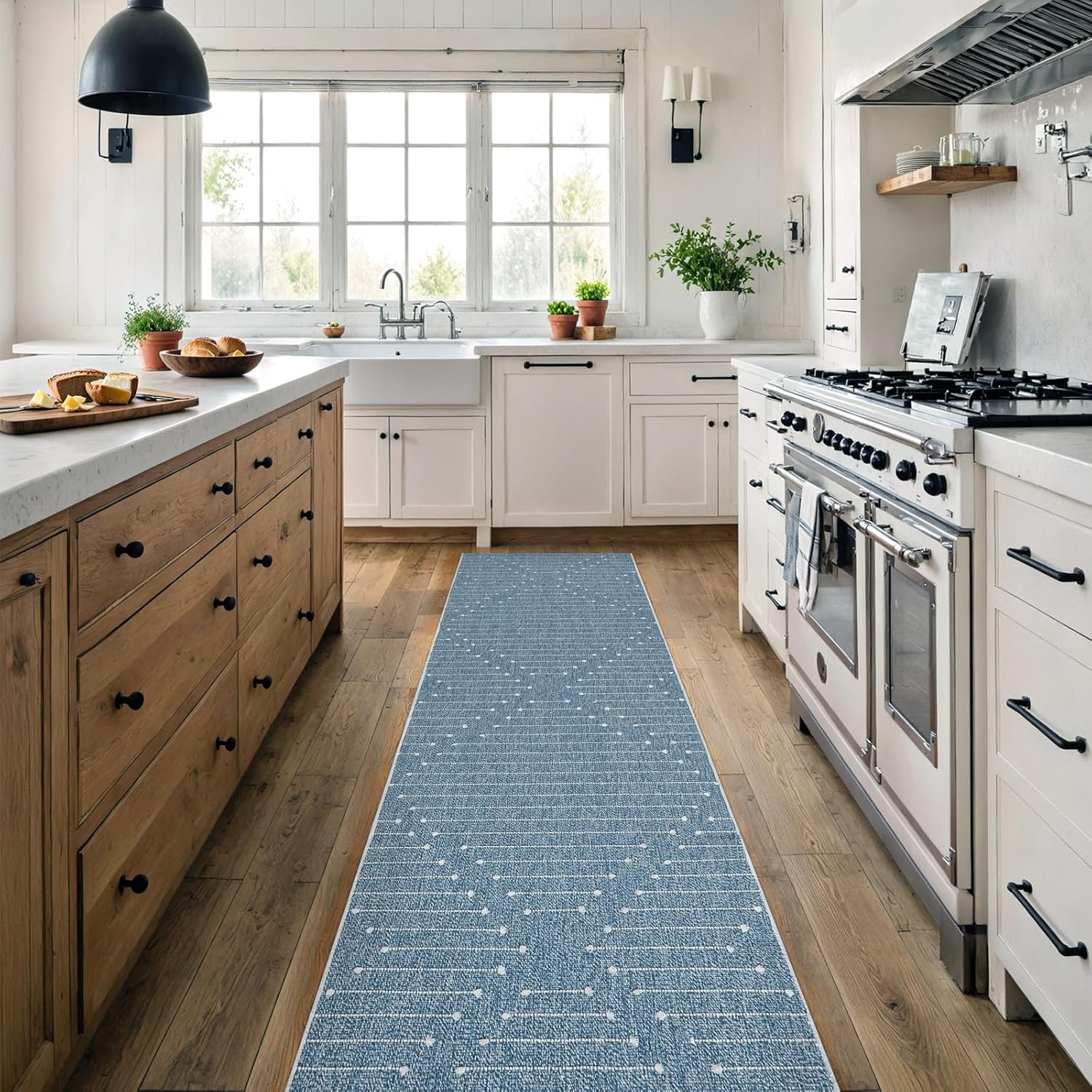 Amazon.com: LIVEBOX Blue Runner Rug for Kitchen, 2'x8' Boho Washable ...