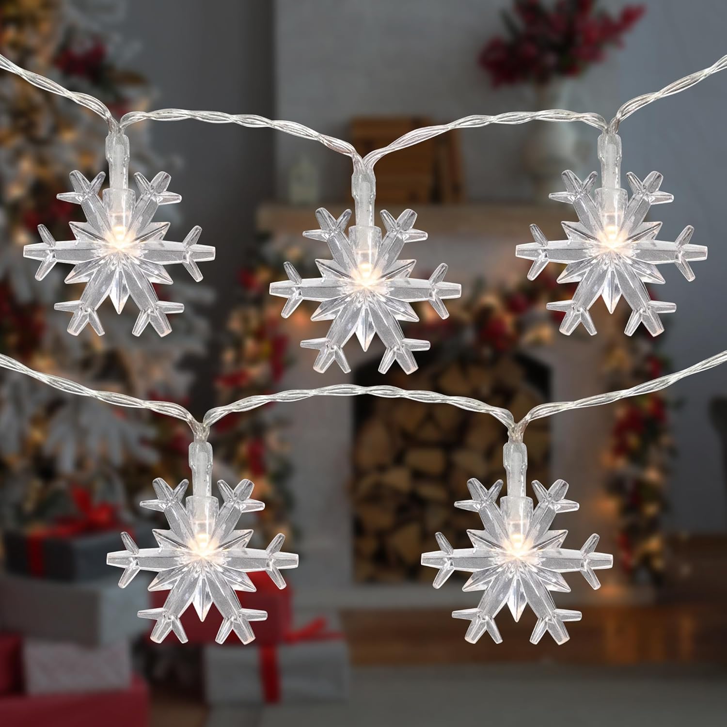 Amazon.com: Northlight 10-Count LED Snowflake Christmas Fairy Lights 4 ...