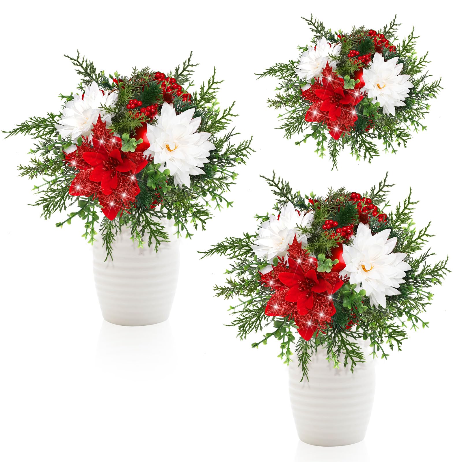 Amazon.com: XunYee 2 Pcs Christmas Table Centerpiece Poinsettias ...