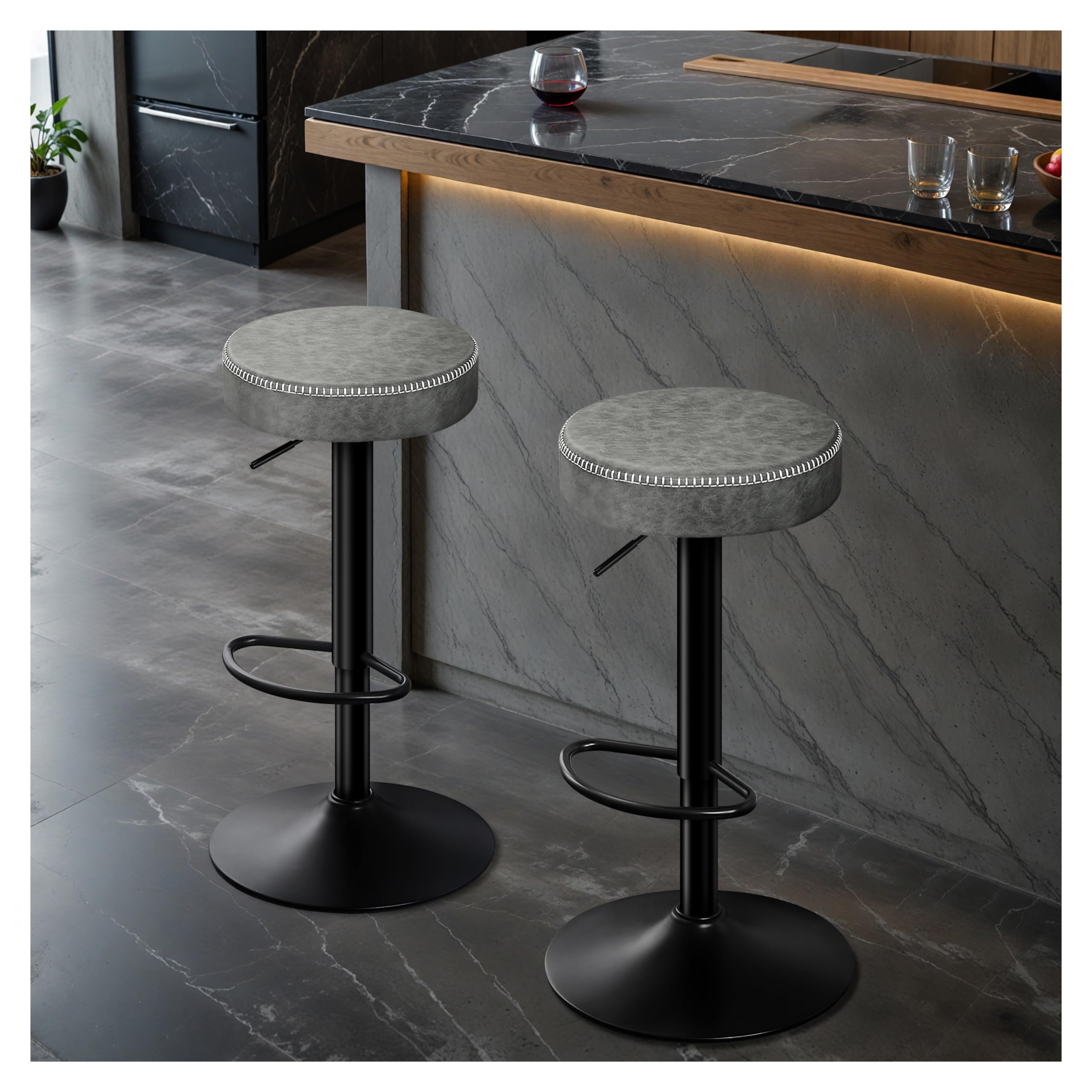 Amazon.com: STOOLINK Adjustable Bar Stools Set of 2 Backless Kitchen ...