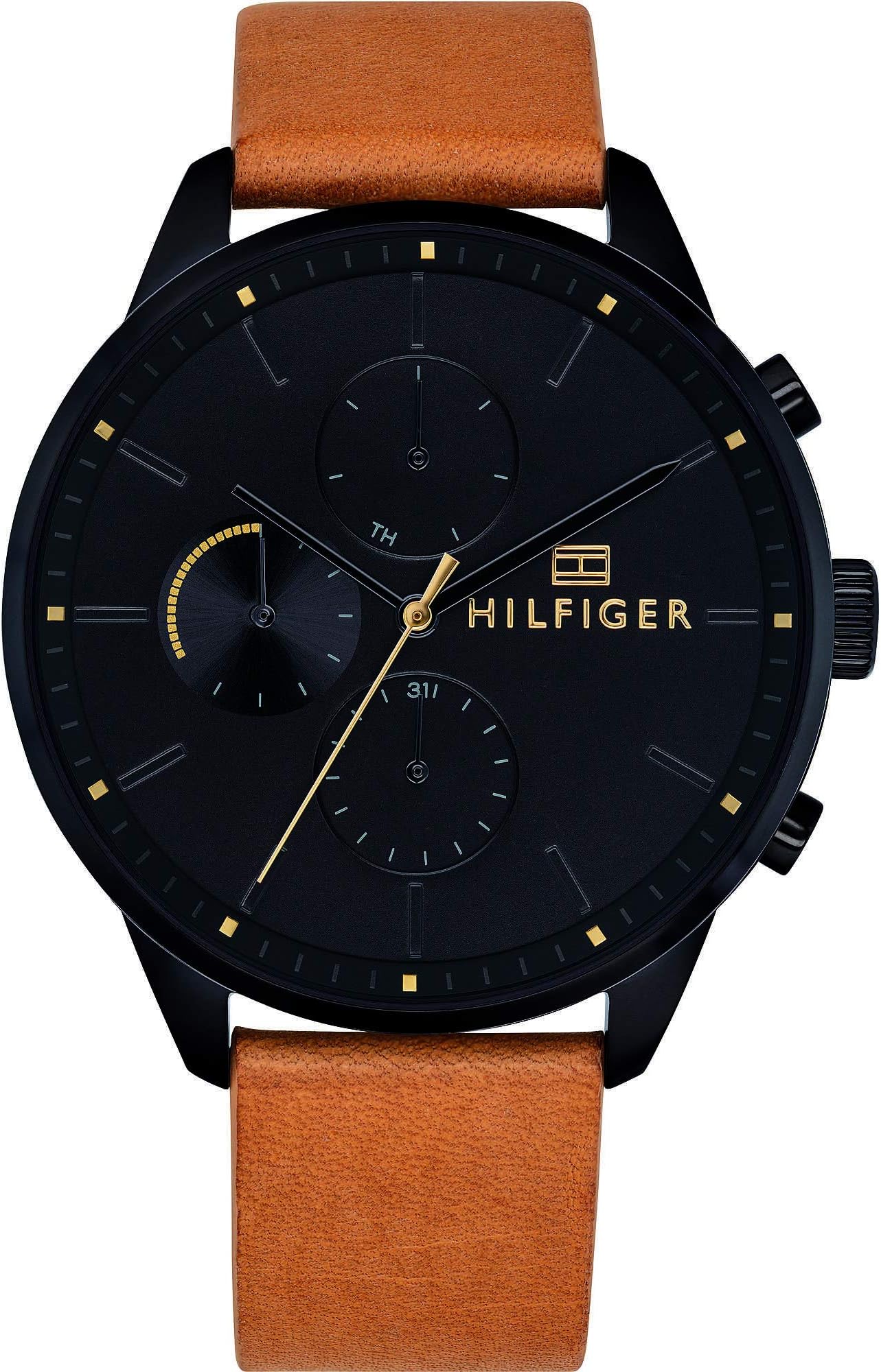 Tommy Hilfiger Multi Zifferblatt Quarz Uhr für Herren mit Braunes ...